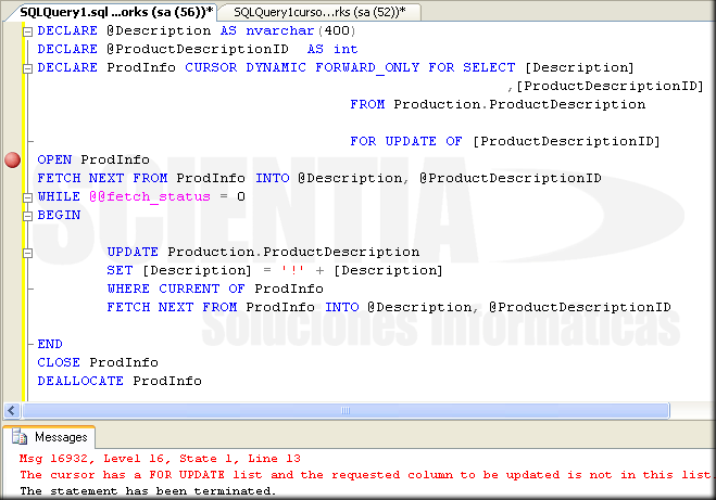 Cursores en SQL Server - Programando a medianoche